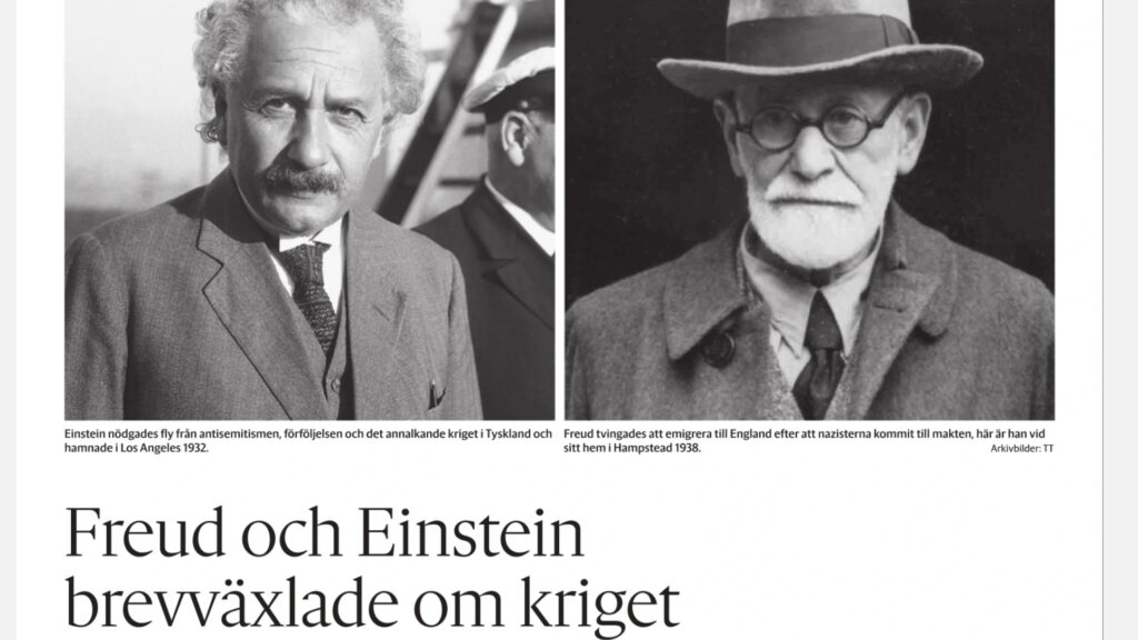 FREUD OCH EINSTEIN BREVVÄXLADE OM KRIGET